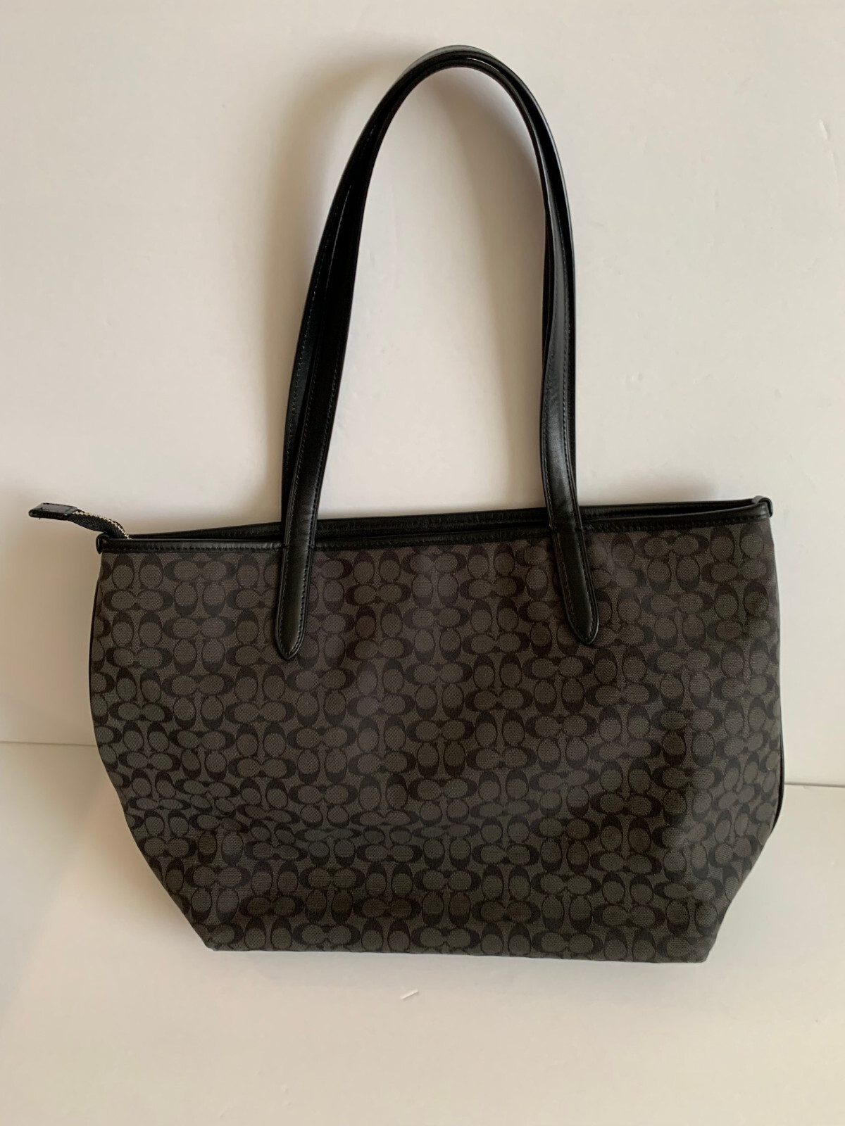 Coach Black Canvas and Leather Tote Bag Large - Gem