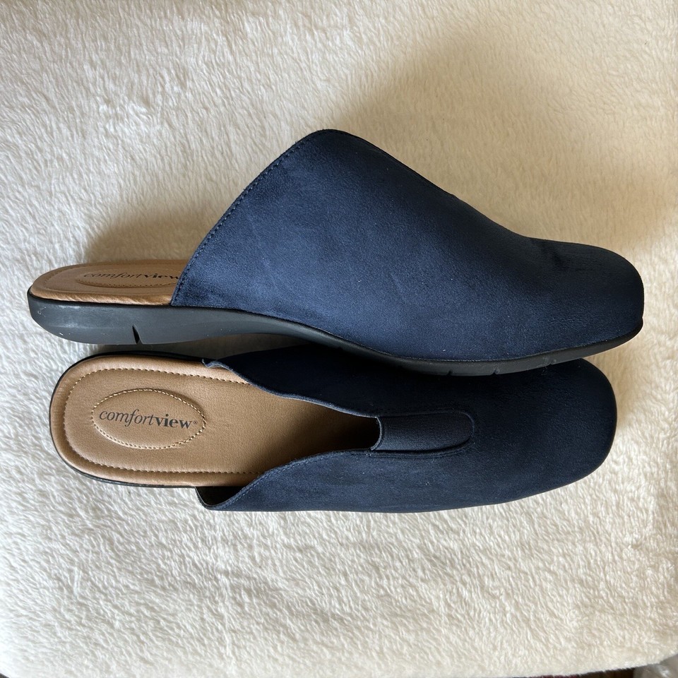 Comfort View Blue Suede Slip On Mules Size 11 WW | eBay