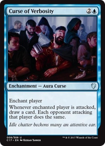 CURSE OF VERBOSITY Commander 2017 MTG Blue Enchantment Aura Curse Unc ...