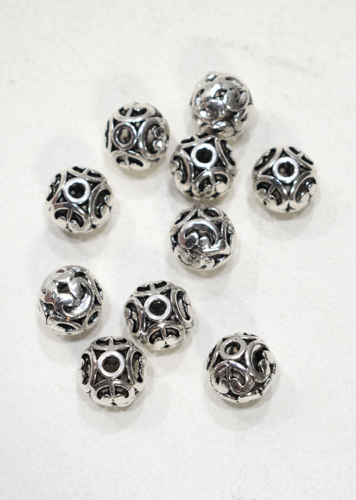 Beads Chinese Silver Round Cutout Beads 13-14mm | eBay