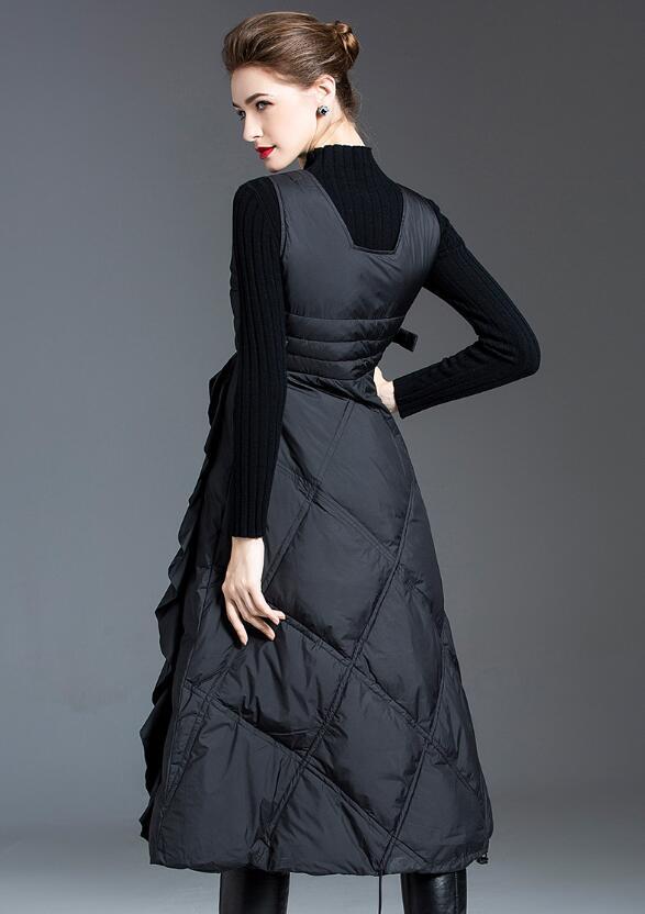 Womens Fashion Winter Square Collar Slim Sleeveless Flounce Puffer Vest ...