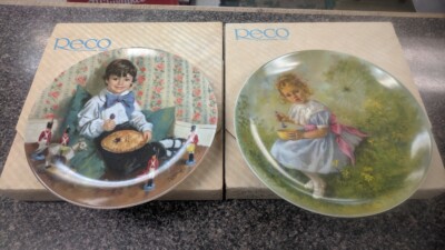 LOT OF 2 RECO 8-1/2" PLATES "LITTLE MISS MUFFET" & "LITTLE JACK HORNER ...