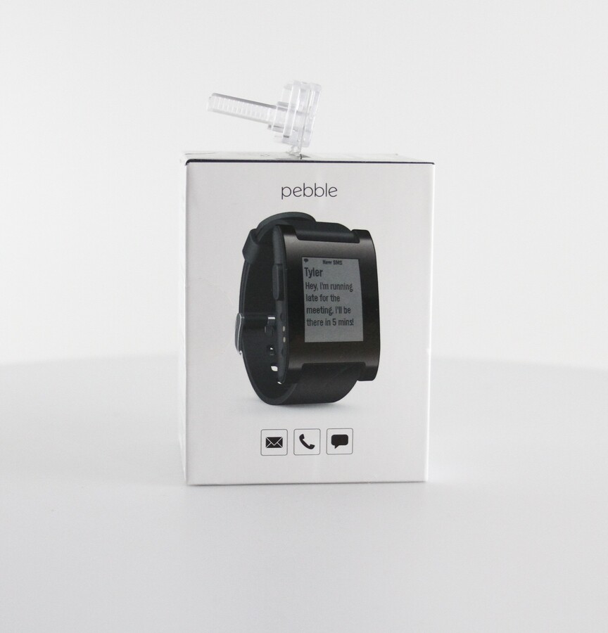 Boxed Pebble Smartwatch for iPhone iOS and Android OS - Jet Black ...