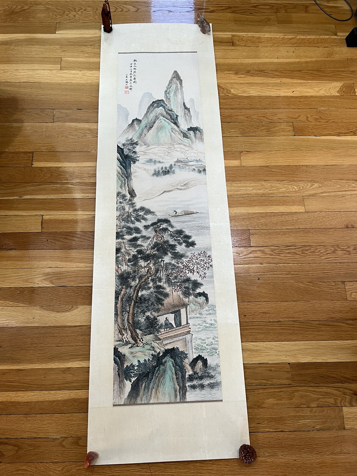 Chinese Incredible Signed Chinese Landscape Scroll Painting Hand paint ...