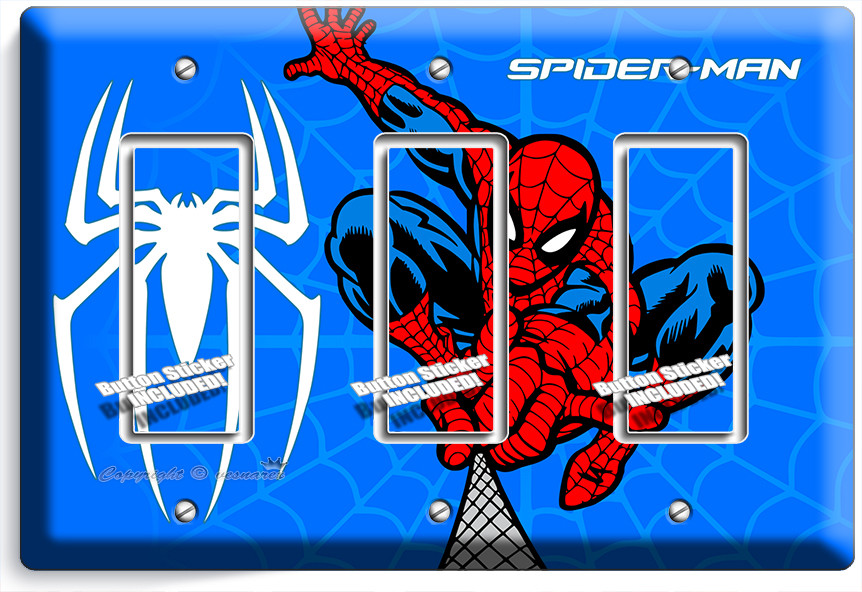 AMAZING SPIDERMAN LIGHT SWITCH OUTLET WALL PLATE BOYS COMICS GAME ROOM ...
