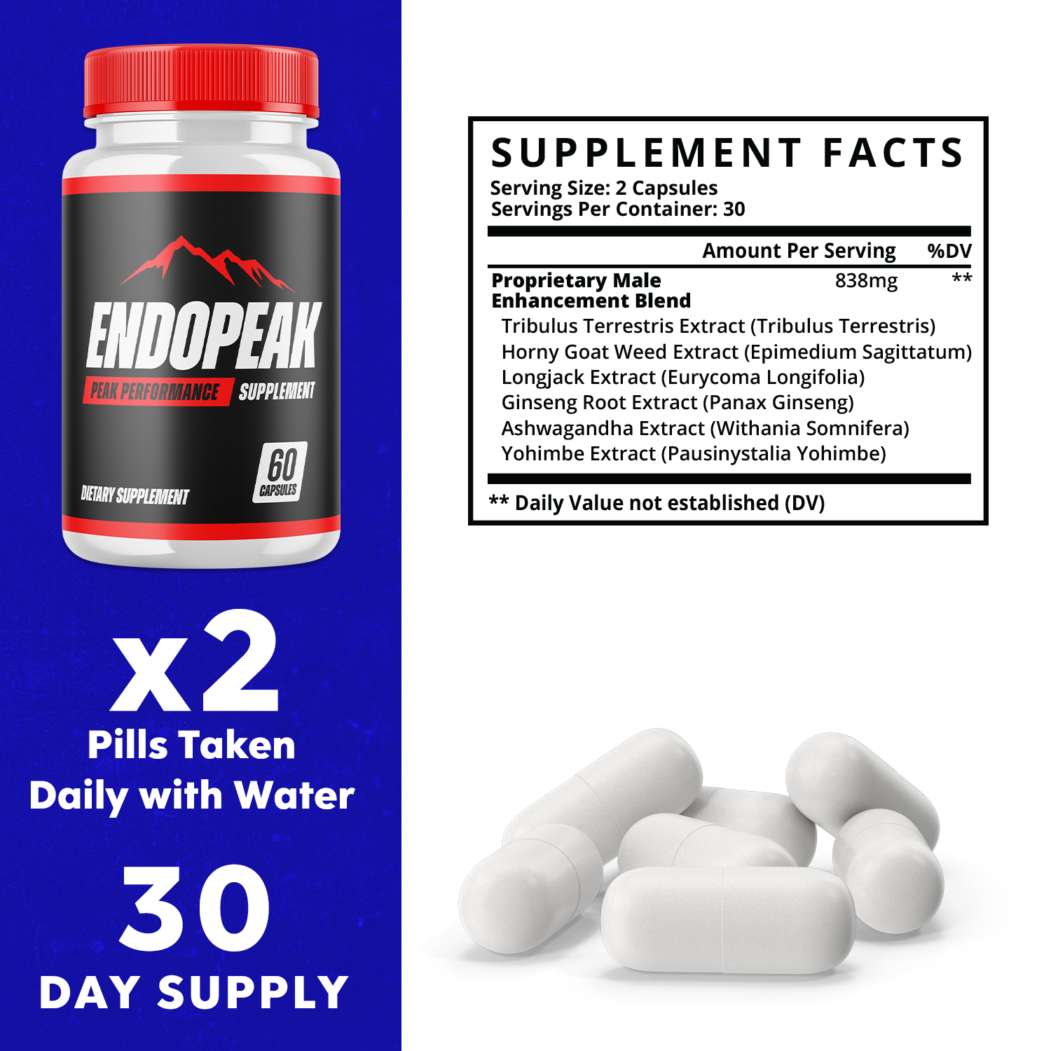 (3 Pack) Endopeak Male Pills, Endo Peak Male Vitality Supplement (180 ...