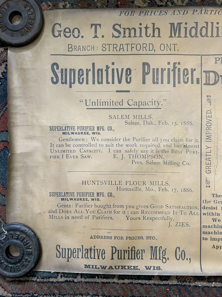 c1890 Middlings Superlative Purifier Milwaukee Wis Flour Mills ...