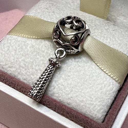 33B NWOT AUTH PANDORA SS ENCHANTED HEART TASSEL CHARM #797037 RETIRED ...