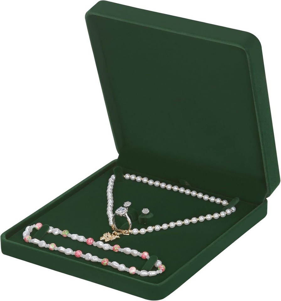 Large Velvet Jewelry Set Gift Box, Necklace Box With LED Light, Elegant ...