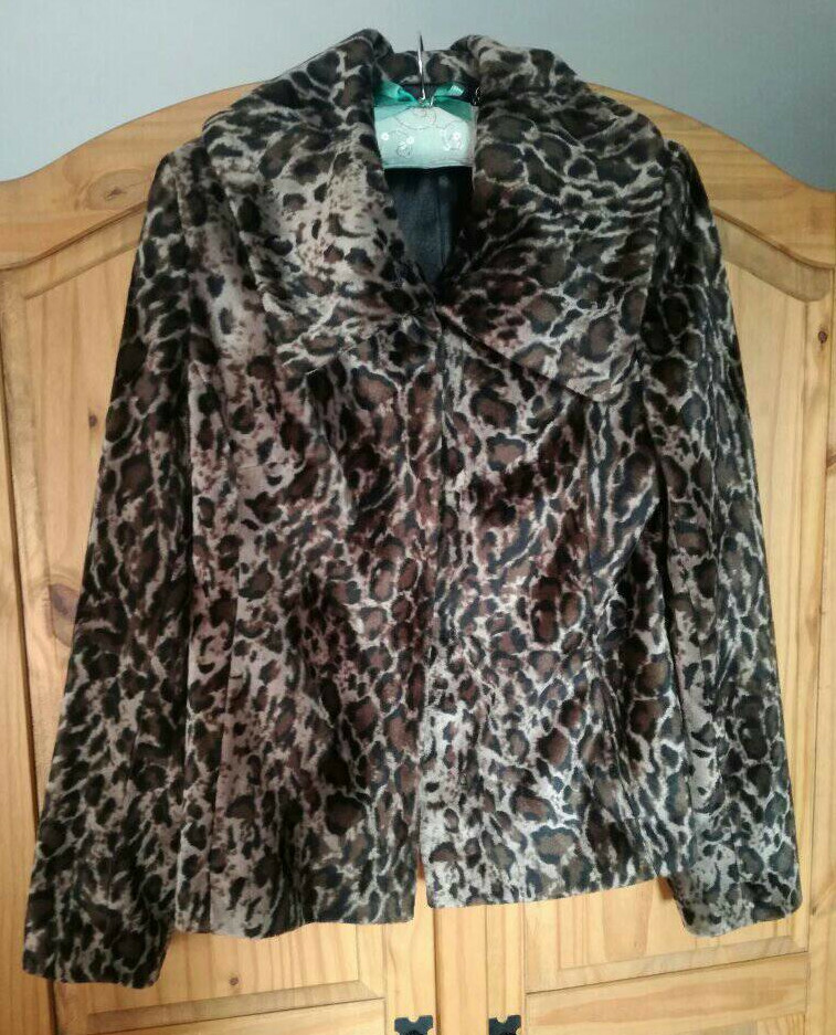 NEXT ANIMAL PRINT LUXURY FAUX FUR/ VELVET FEEL EVENING JACKET SIZE 12 ...