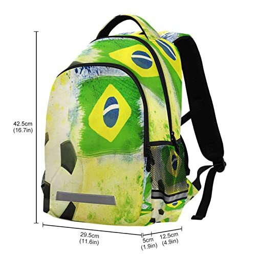 Soccer Ball Of Brazil Backpack for Girls Kids Boys School Soccer Ball ...