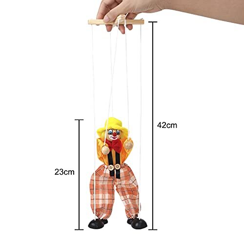 Fun Wooden Clown Marionette Pull String Puppet Vintage Toy For Family ...