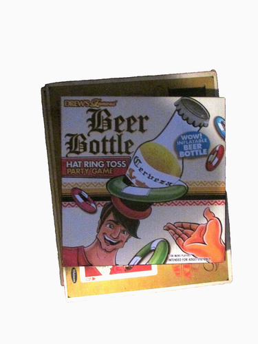 Beer Bottle Hat Ring Toss Party Game with inflatable rings and bottles ...