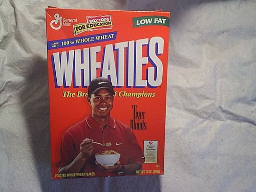 1998 TIGER WOODS WHEATIES CEREAL BOX *Empty,the breakfast of champions ...