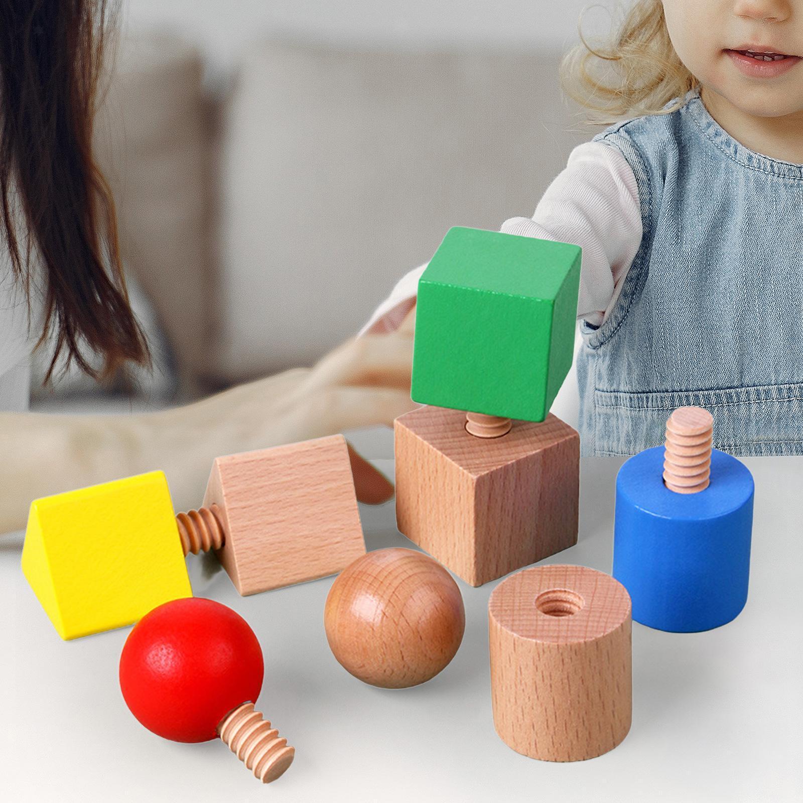8Pcs Wooden Nuts and Bolts Set Insert Blocks Screw for Kids ...