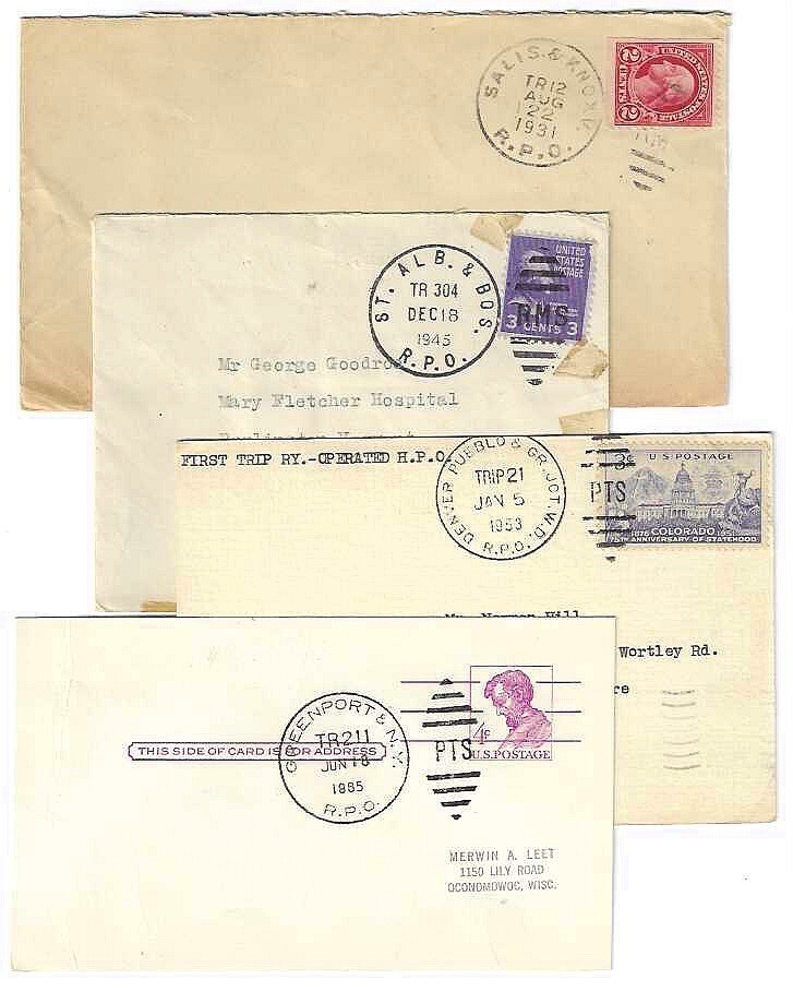 7 Rail Road Postal Items, 1st Day, Michigan Central Postal Card, R.P.O ...
