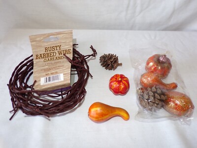 Miniature Halloween Fall Harvest Decoration Gourd Pumpkin Barbed Wire ...