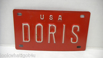 Nameplate Bicycle License Plate Doris 1950's red VTG | eBay