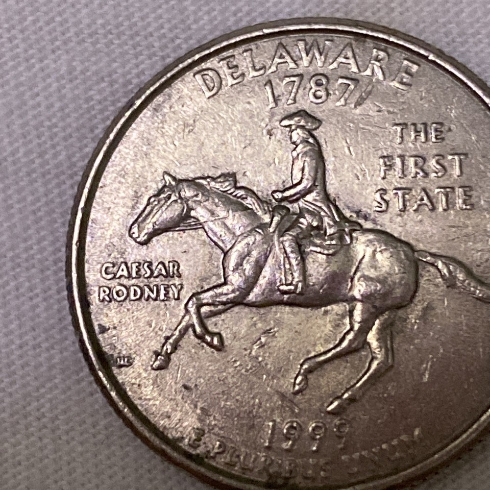 1999 P Delaware state Quarter spitting horse Error Coin BRILLIANT ...
