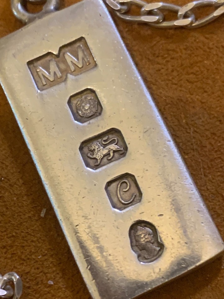 Sterling silver 1977 Aniversary ingot/chain Sheffield H'mark Pre-owned ...