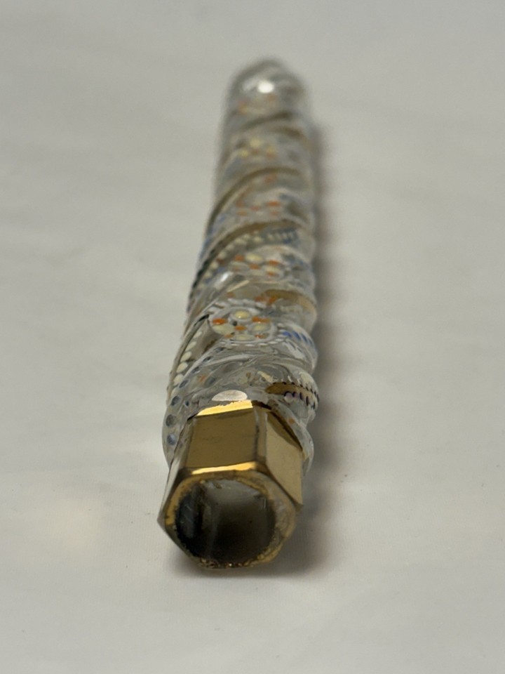 Antique Spiral Glass Enamel Flower Lachrymatory Tear Catcher Perfume ...