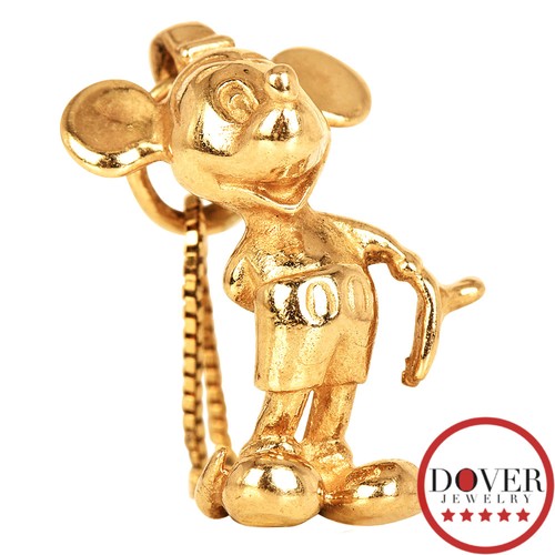 Estate 14K Yellow Gold Textured Mickey Mouse Dangle Pendant 2.9 Grams ...