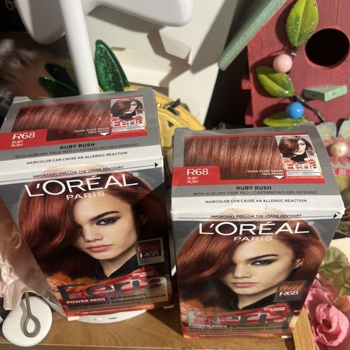 Lot of 2 Loreal Feria Shimmering Hair Colour R68 Ruby Rush Rich Auburn ...