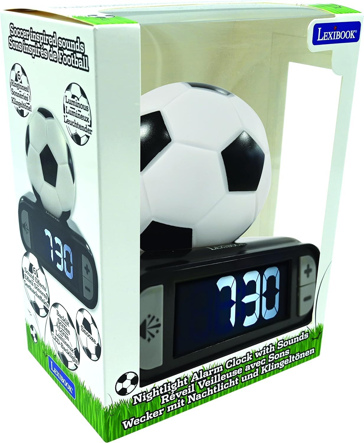 LEXiBOOK - Soccer Ball Digital Alarm Clock with Night Light Snooze ...