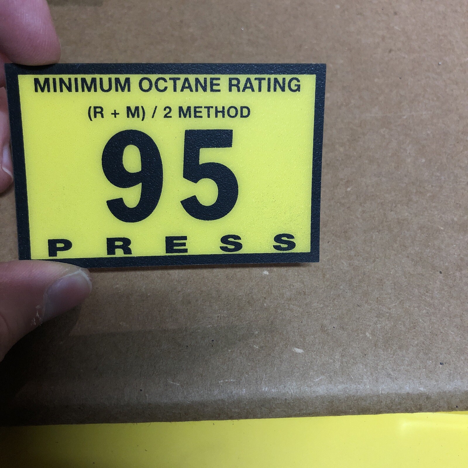 NEW GILBARCO MARCONI 95 MINIMUM OCTANE RATING SIGN DISPLAY DECAL HARD ...