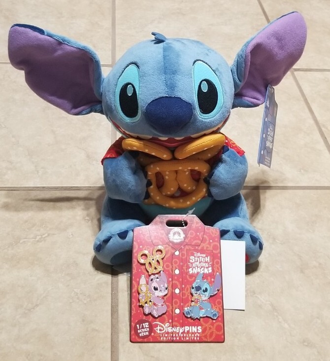 Disney Stitch Attacks Snacks Pretzel Plush & Pin Set | eBay
