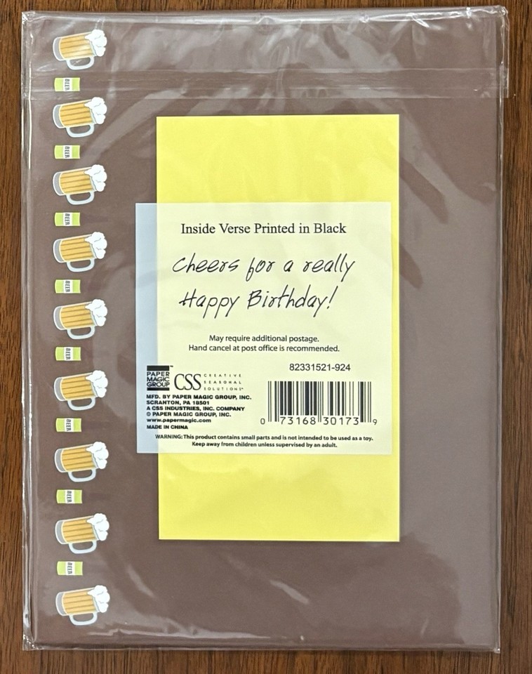 Paper Magic Group 3D Birthday Card w/ Magnet Man Beer Mug Kitchen ...