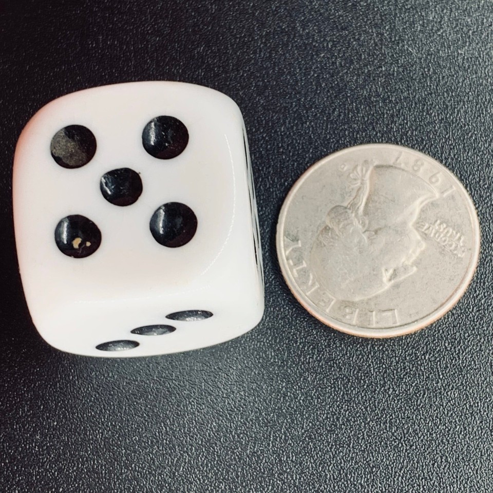Large Dice White 1 Inch Square Game Black Dots Rounded Corners Board ...