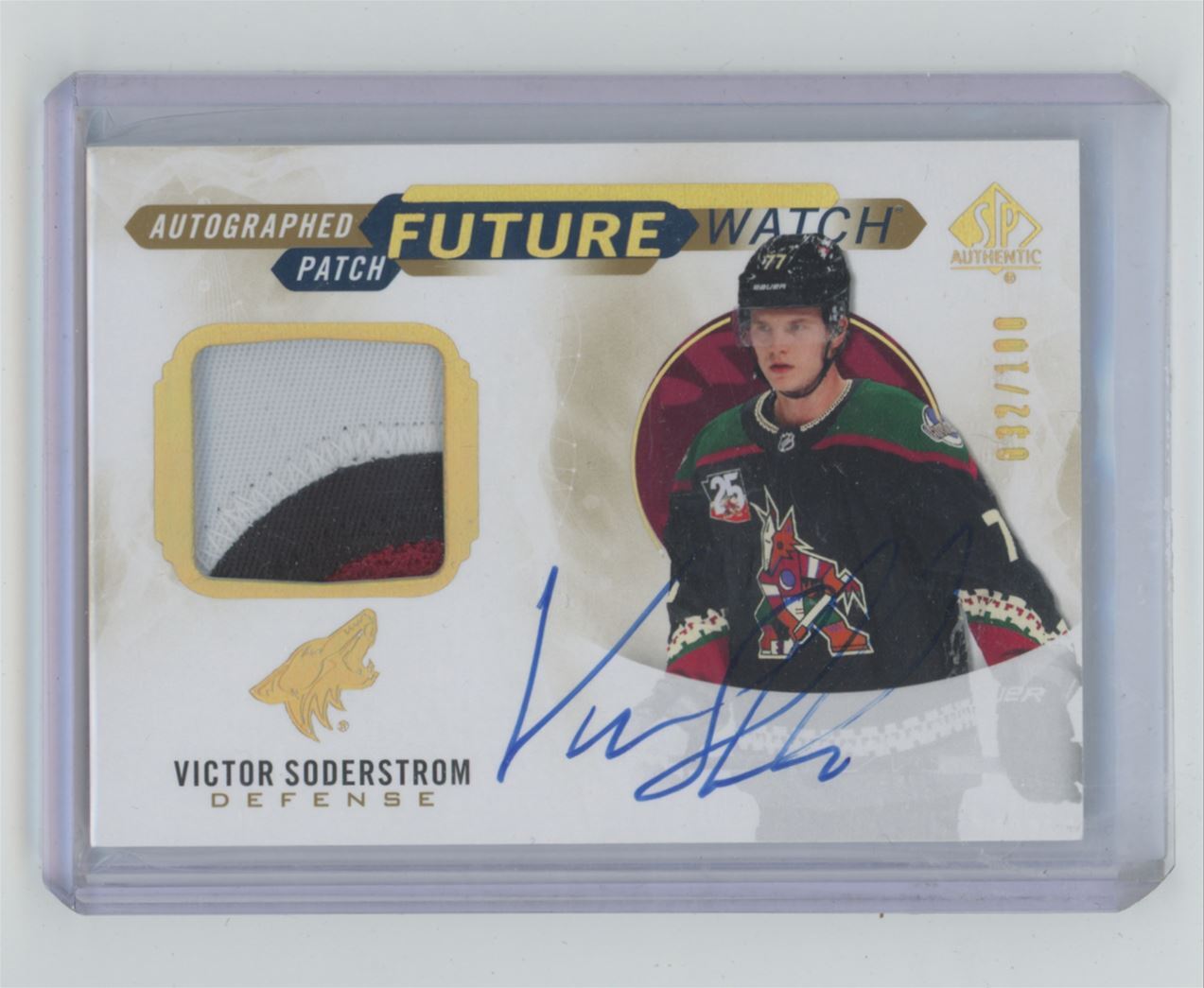 2020-21 SP Authentic Future Watch Auto Patch Victor Soderstrom /100 # ...
