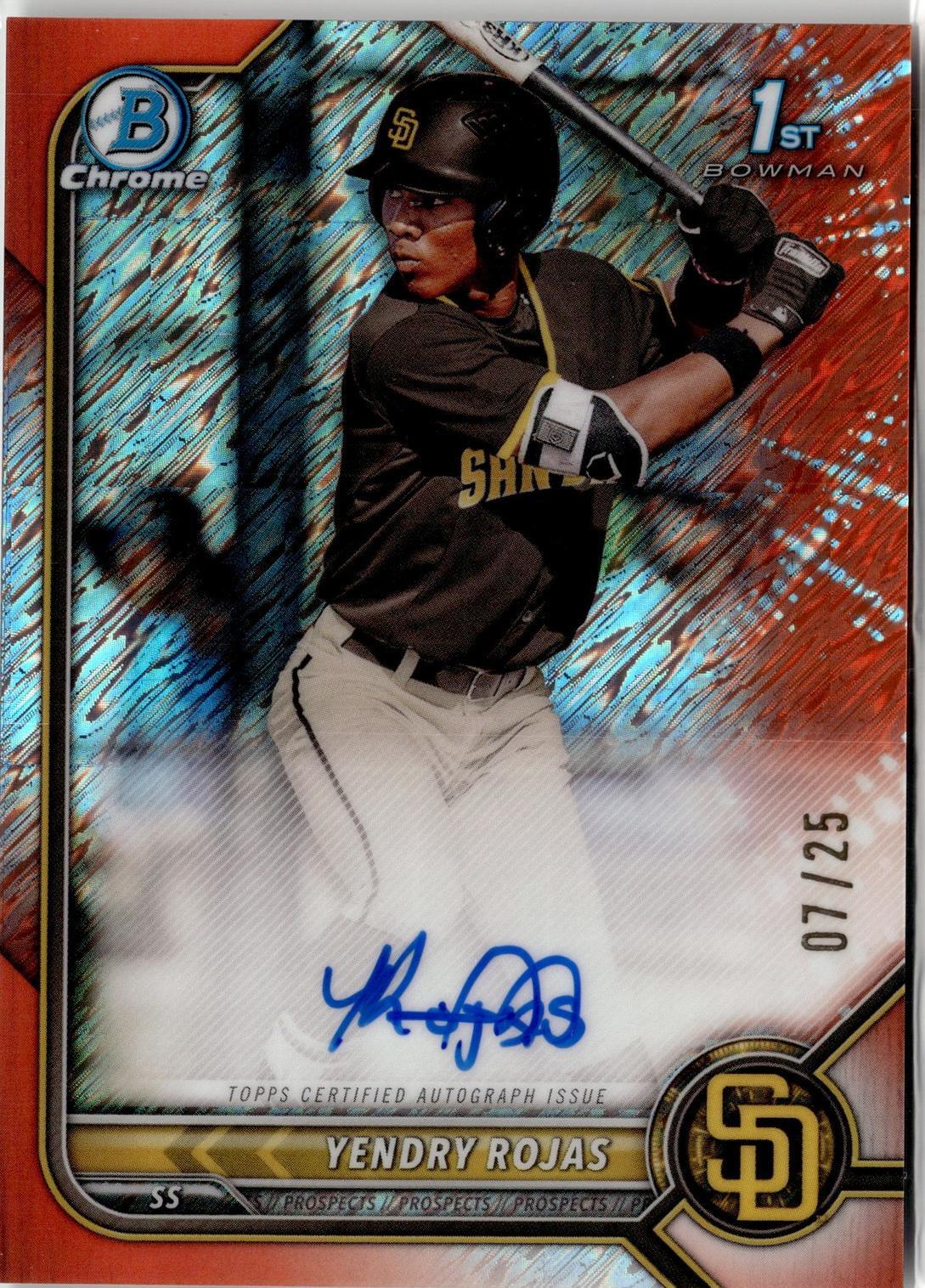 2022 Bowman Chrome - Prospect Autographs Yendry Rojas #CPA-YR Orange ...