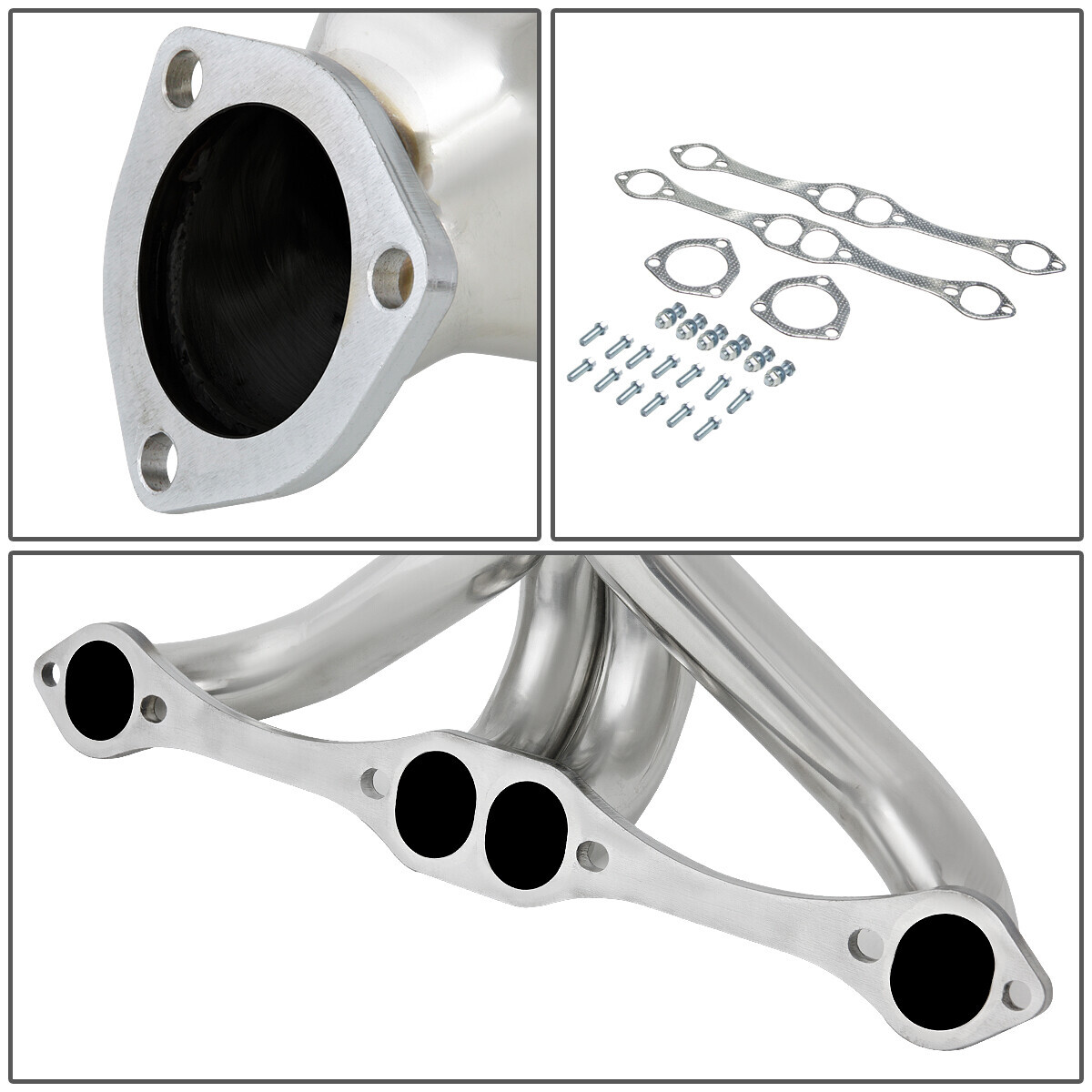 FOR CHEVY SBC SMALL BLOCK HUGGER SHORTY STAINLESS STEEL HEADER MANIFOLD ...