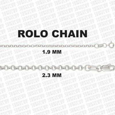 10K White Gold Rolo Chain Necklace, 16"- 30" Inch, 2mm 2.4mm Thick | eBay