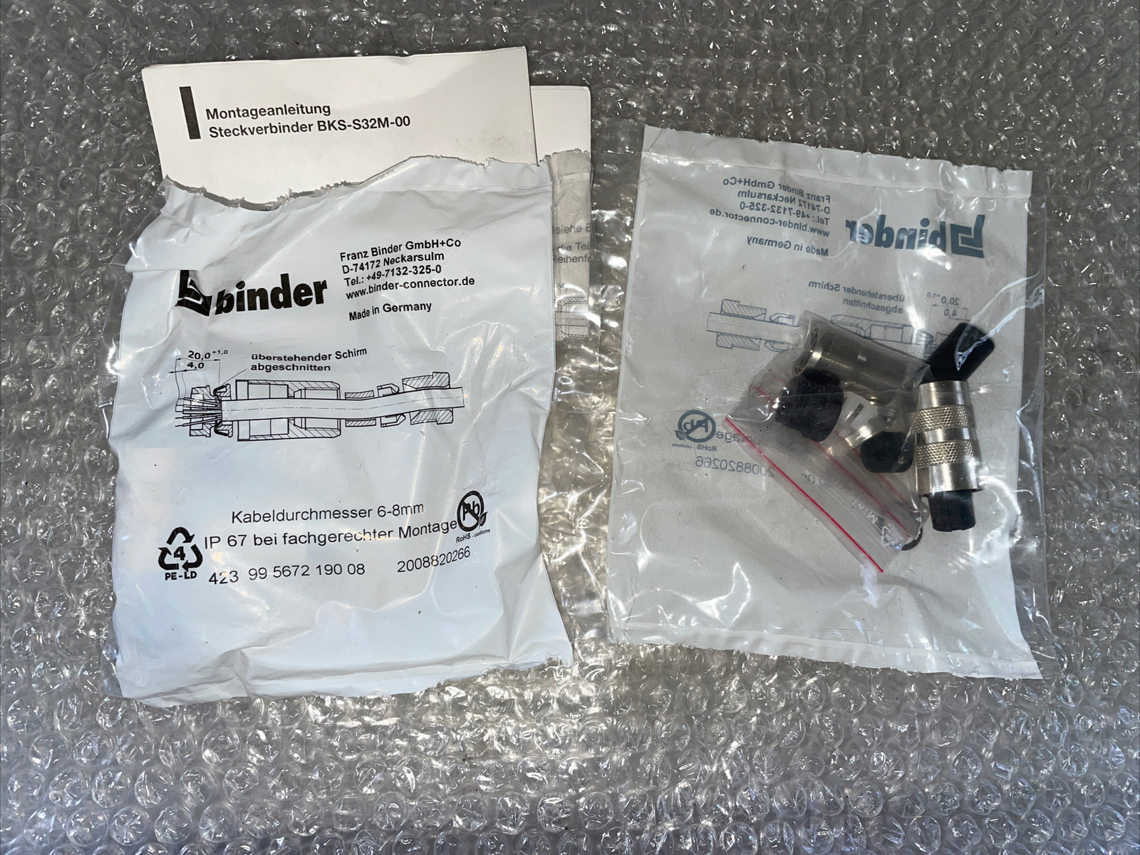 BINDER 423 99 5672 190 08 6-8 mm Connector | eBay