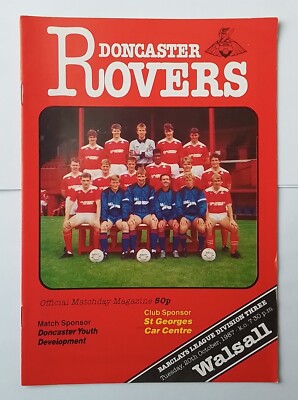 DONCASTER ROVERS v WALSALL FOOTBALL PROGRAMME Division Three 20th Oct ...