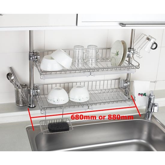 Stainless 2 Layers Premium One Touch Multi Sink Rack Shelf Series for ...