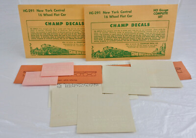 CHAMP HO SCALE HC-291 NEW YORK CENTRAL FLAT CAR DECAL 2-PACK WITH EXTRA ...