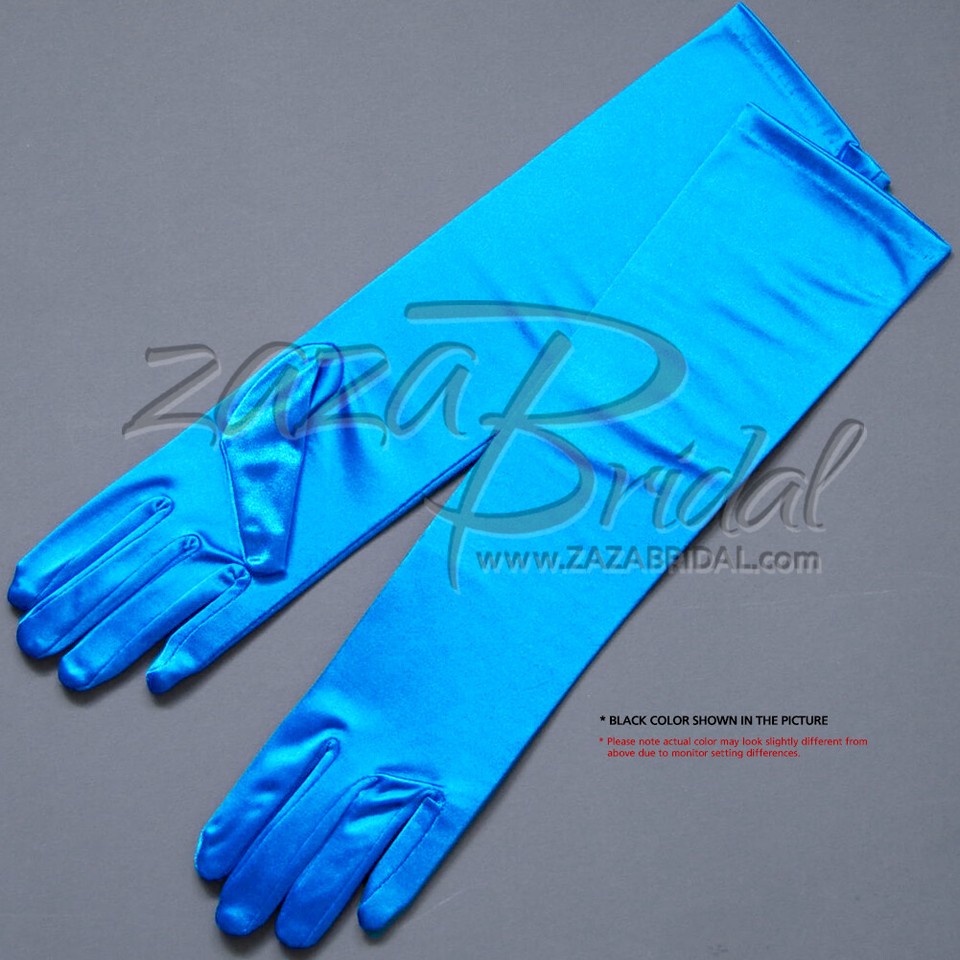 Shiny Stretch Satin Dress Gloves Below-The-Elbow Length 8BL - Various ...