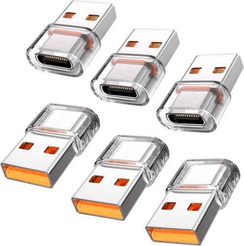 AreMe USB to C Adapter 6 Pack, C Female A Male Charger Clear | eBay