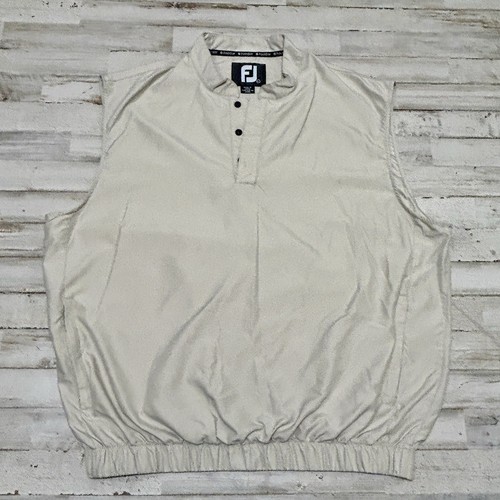 Footjoy FJ Vest Men’s Large Beige Golf 1/4 Snap Pockets Sleeveless ...