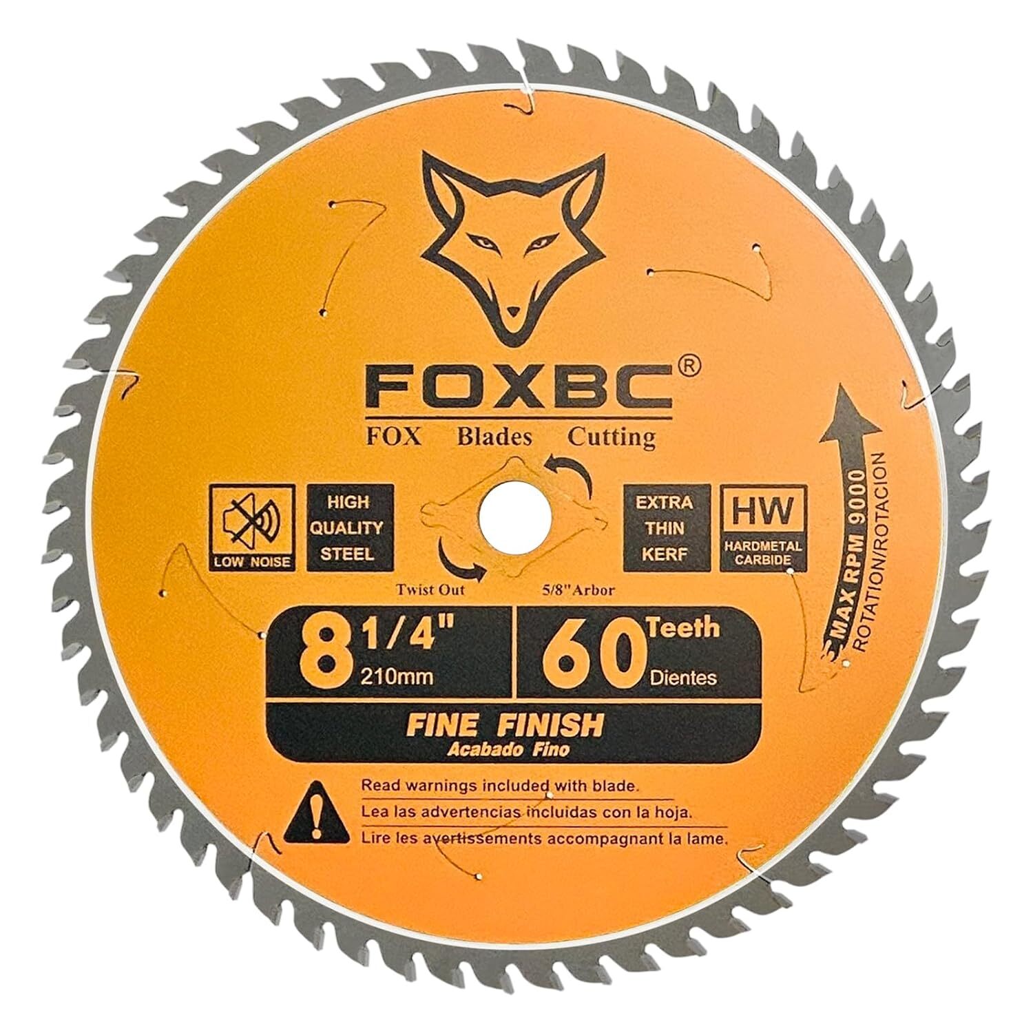 8-1/4 Inch Table Saw Blades 60 Tooth Fine Finish With 5/8-Inch Arbor ...