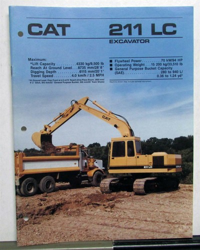 1989 Caterpillar 211 LC Excavator Construction Specs Sales Brochure | eBay