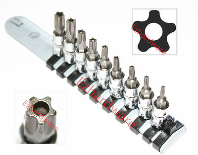 9PC 5 Point Torx Star Bit Set Tamper Proof Security Bit Socket Set ...