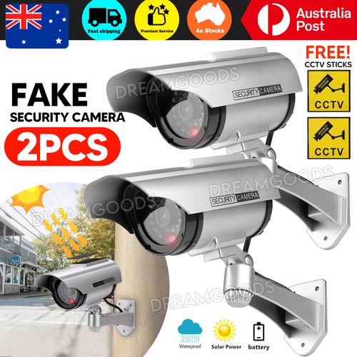 2PCS Solar Power Dummy Fake Security CCTV Camera LED Light Surveillance Outdoor | eBay Australia
