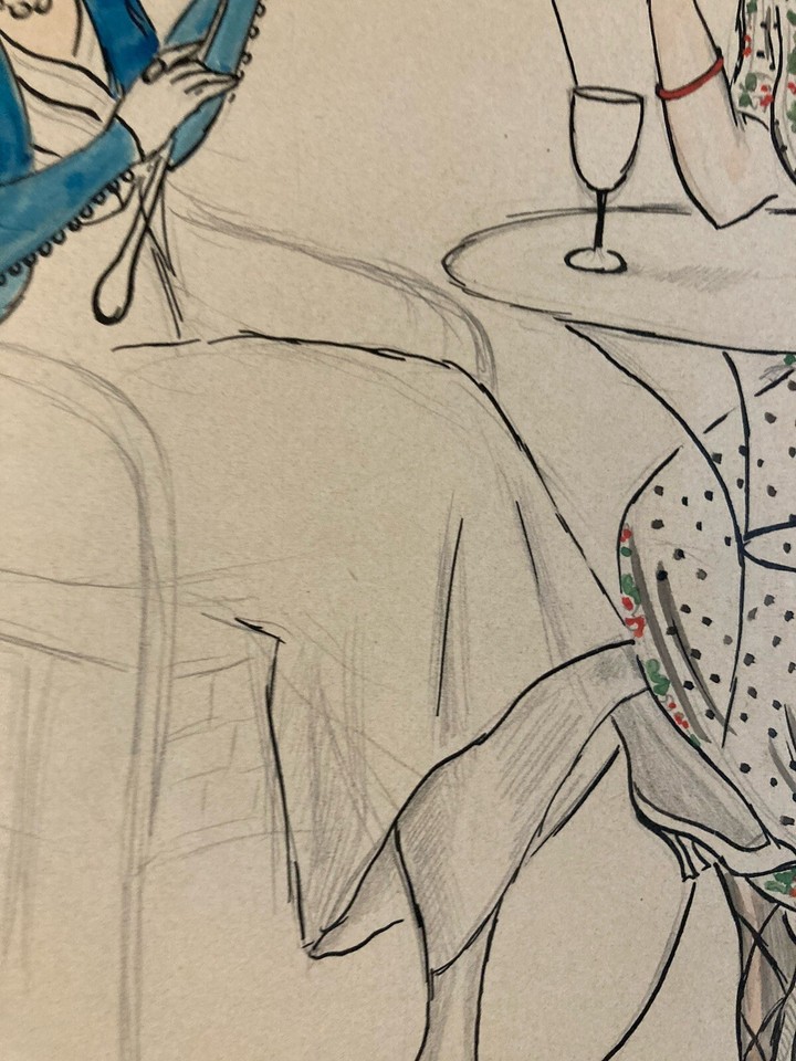 Dessin Peinture Encre Art Deco 1945 Sur Papier Femme Collection Lily Greenham | eBay