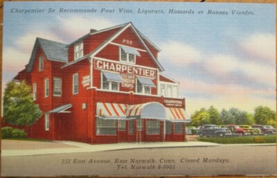 East Norwalk, CT 1940 Linen Postcard, Charpentier Restaurant ...