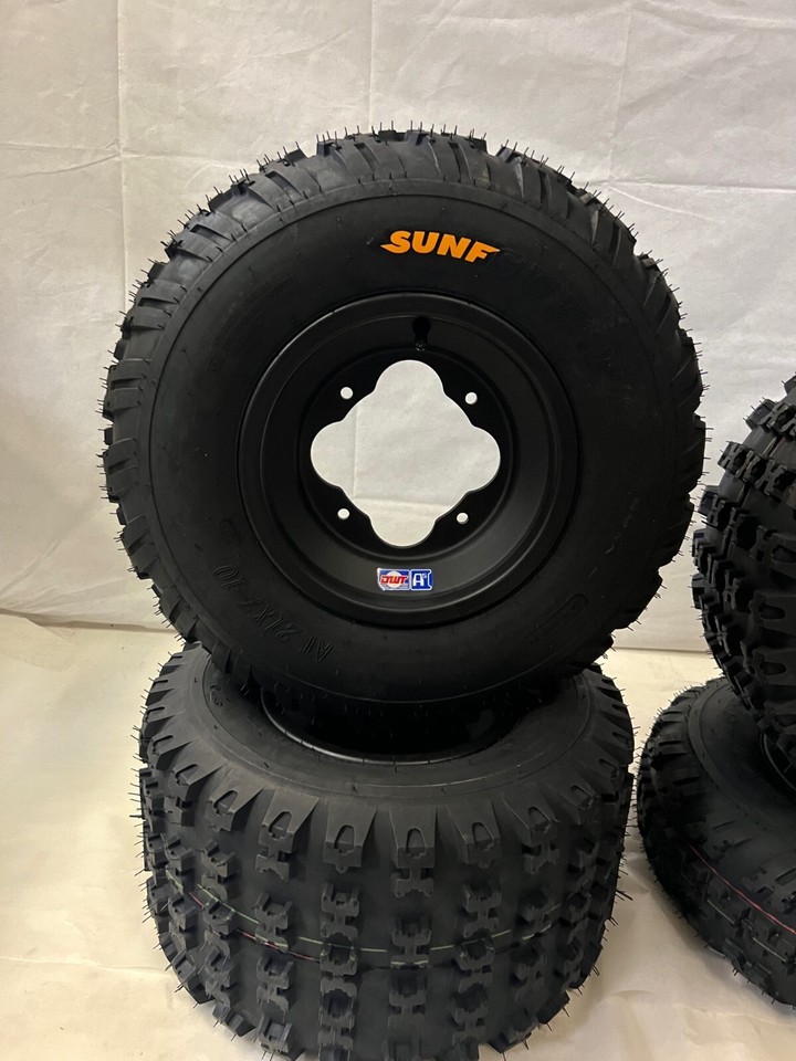 DWT A5 Black Front Rear Rims Wheels Sunf MX Tires TRX 450R 400EX 250R ...